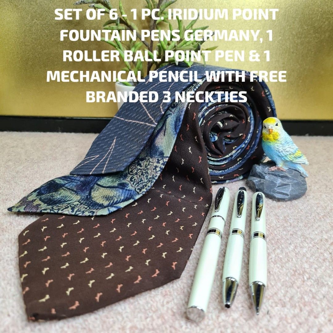 SET OF 6 - 1 PC. IRIDIUM POINT FOUNTAIN PEN GERMANY, 1 ROLLER BALL ...