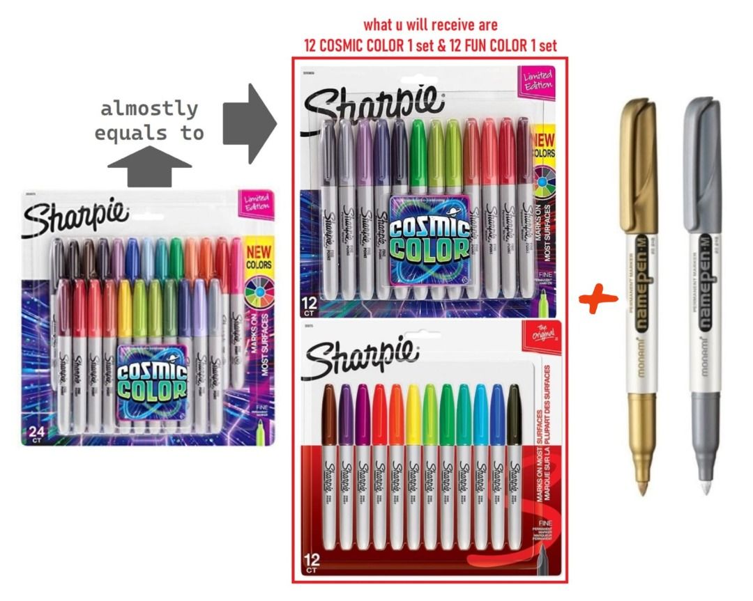 FREE SHIPPING | SHARPIE | COSMIC COLOR | LTD EDITION | 12 COSMIC+12 FUN ...