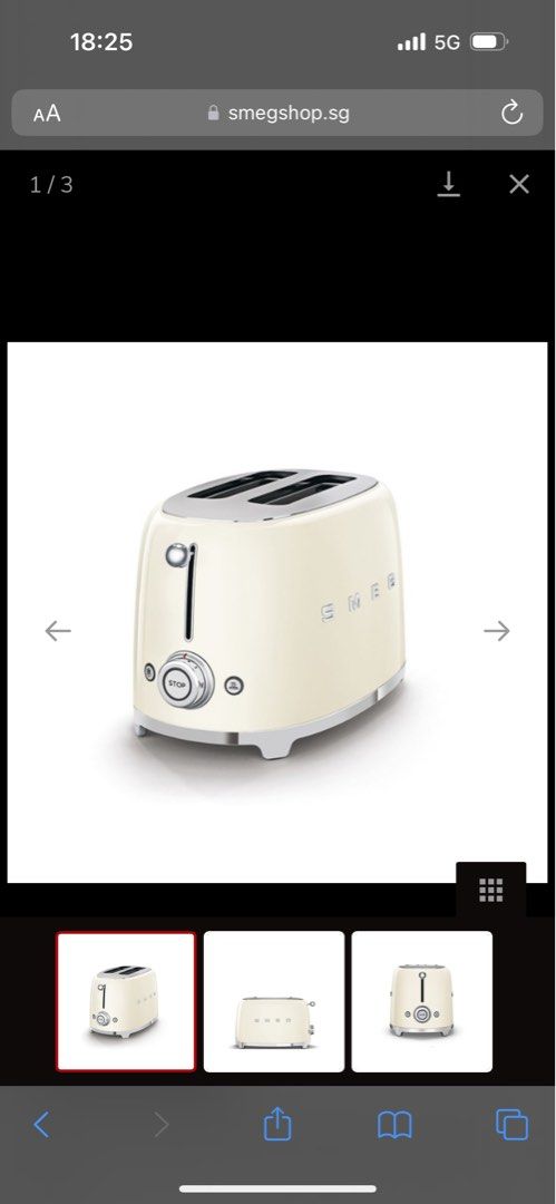 SMEG TSF01CRUK Cream Toaster, TV & Home Appliances, Kitchen Appliances ...