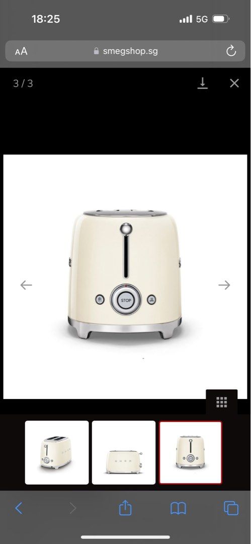 SMEG TSF01CRUK Cream Toaster, TV & Home Appliances, Kitchen Appliances ...