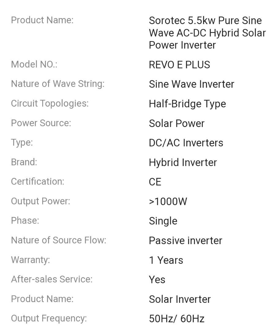 Sorotec 5.5kw on/off grid inverter., TV & Home Appliances, Electrical ...
