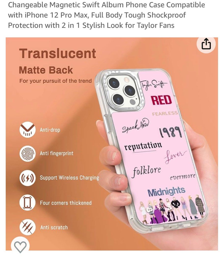 Taylor swift case iphone 12 pro max, Mobile Phones & Gadgets, Mobile & Gadget Accessories, Cases ...