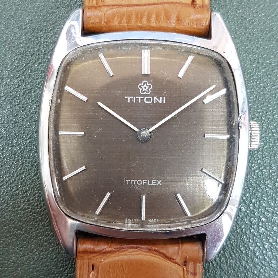 Titoni Titoflex Brown Grey Vintage Watch 32mm, Men's Fashion, Watches ...