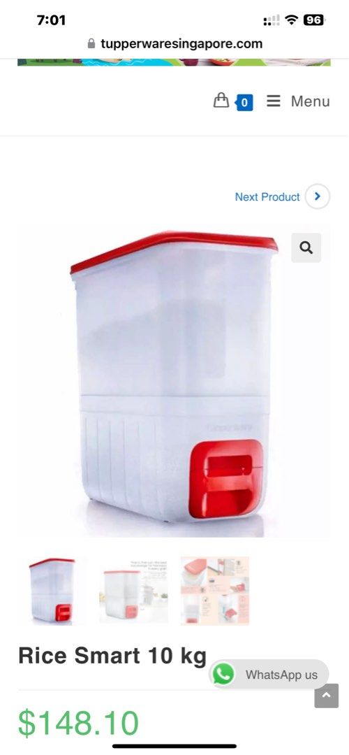 Tupperware 10kg rice dispenser, Furniture & Home Living, Kitchenware ...