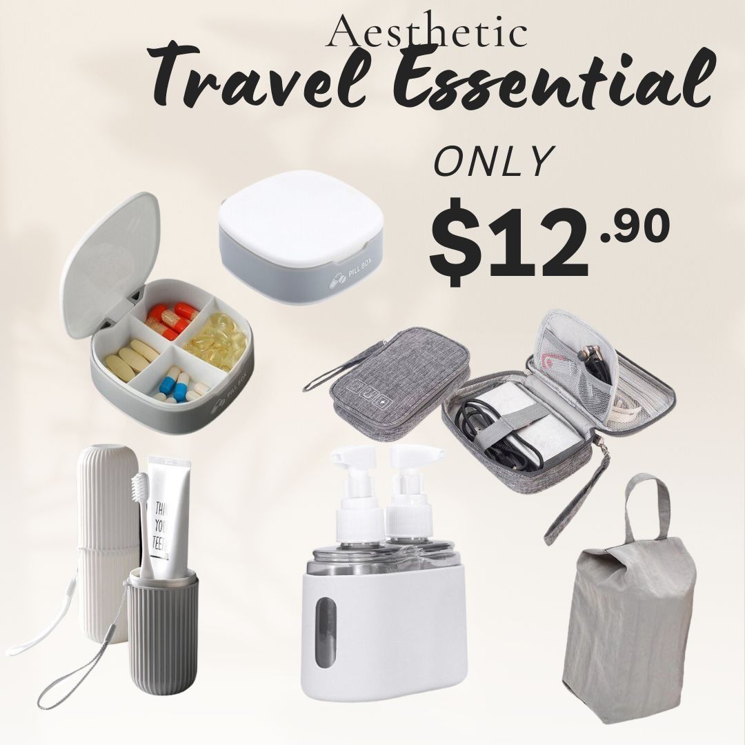 Ultimate Travel Essential Kit - 8pcs Holiday packing check list / vacation / carry on ...