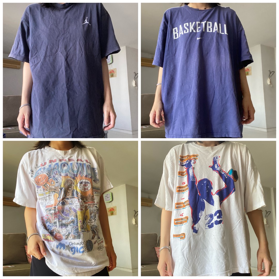 Vintage Basketball Tees Jordan Shaquille Rare, Men's Fashion, Tops ...