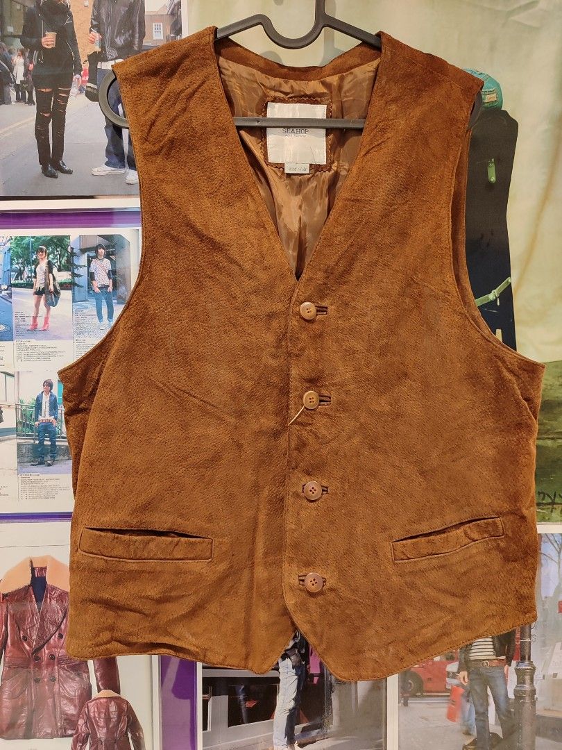 vintage brown suede leather vest , Sea hop, Women's Fashion, Coats ...