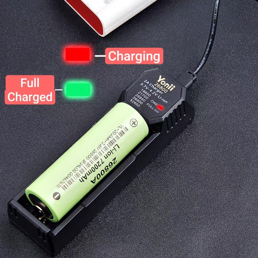 Yonii 26800 Single slot 2A Fast USB-C 3.6V 3.7V Li-ion Battery Charger ...