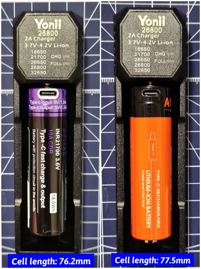 Yonii 26800 Single slot 2A Fast USB-C 3.6V 3.7V Li-ion Battery Charger ...