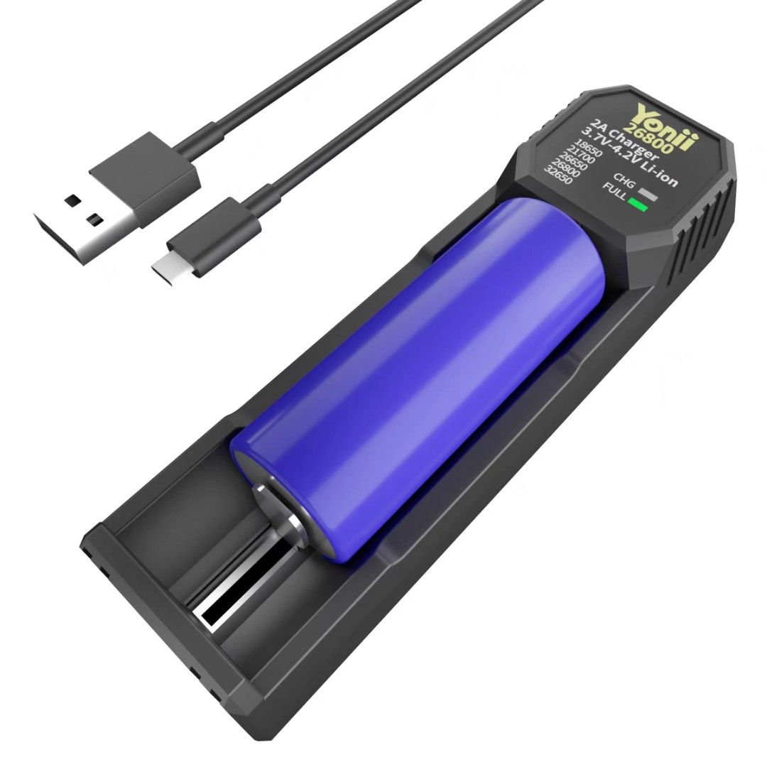 Yonii 26800 Single slot 2A Fast USB-C 3.6V 3.7V Li-ion Battery Charger ...