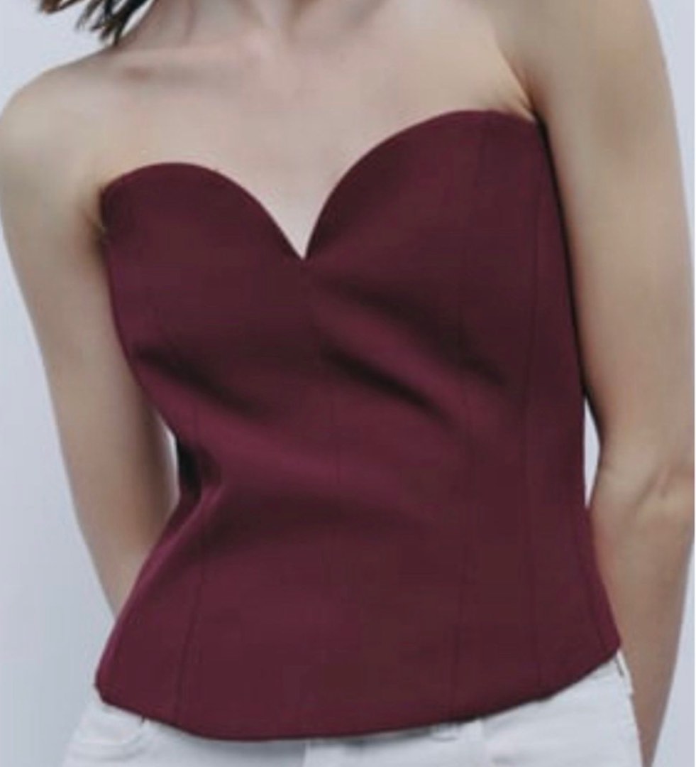 Zara Maroon Corset on Carousell