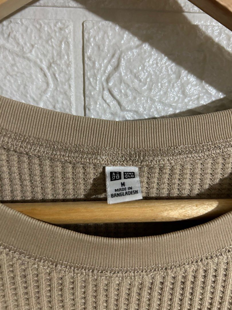 3 UNIQLO Waffle Crew Neck Shirts Bundle on Carousell