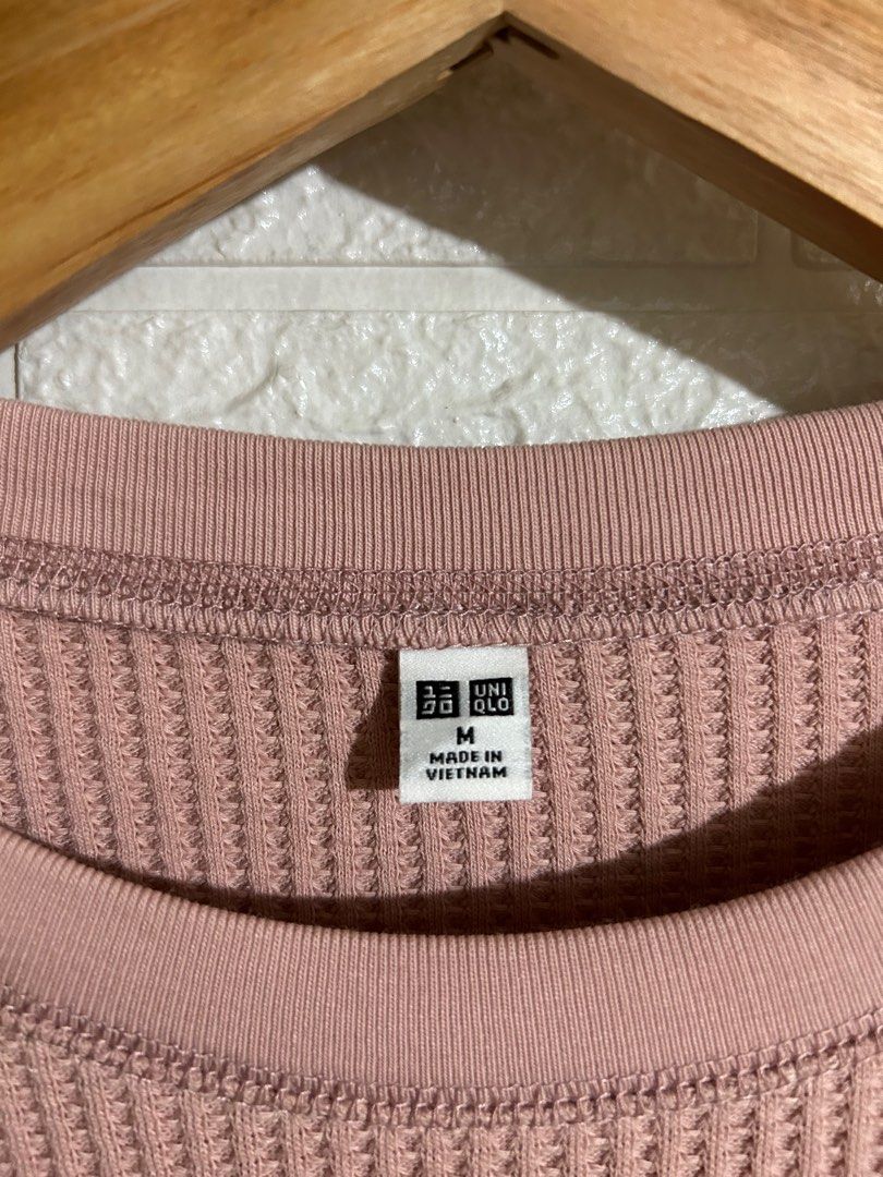 3 UNIQLO Waffle Crew Neck Shirts Bundle on Carousell