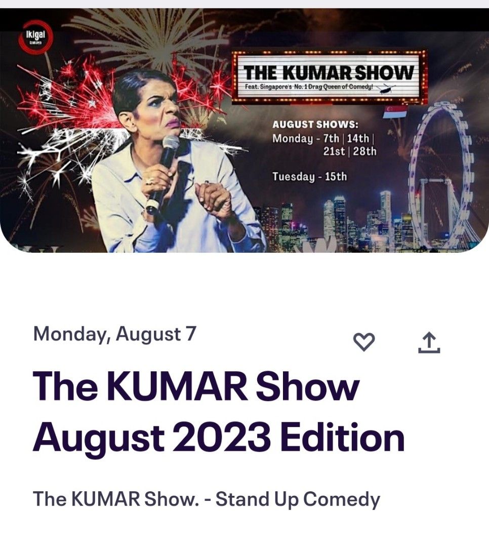3x Kumar show 7th Aug 2023, Tickets & Vouchers, Event Tickets on Carousell