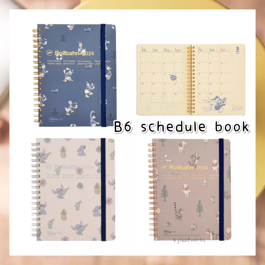 預訂 日本Disney Story Rollbahn B6 schedule book 2024 Donald Stitch Pooh, 興趣及遊戲, 手作＆自家設計, 文具 - Carousell
