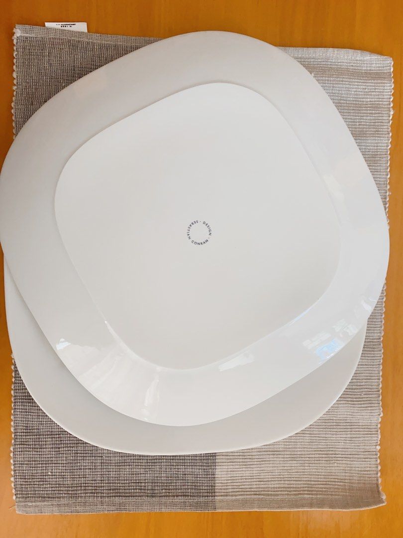 中西餐白色方型瓷碟 Sebastian Conran Design White serving platter, 傢俬＆家居, 廚具和餐具 ...