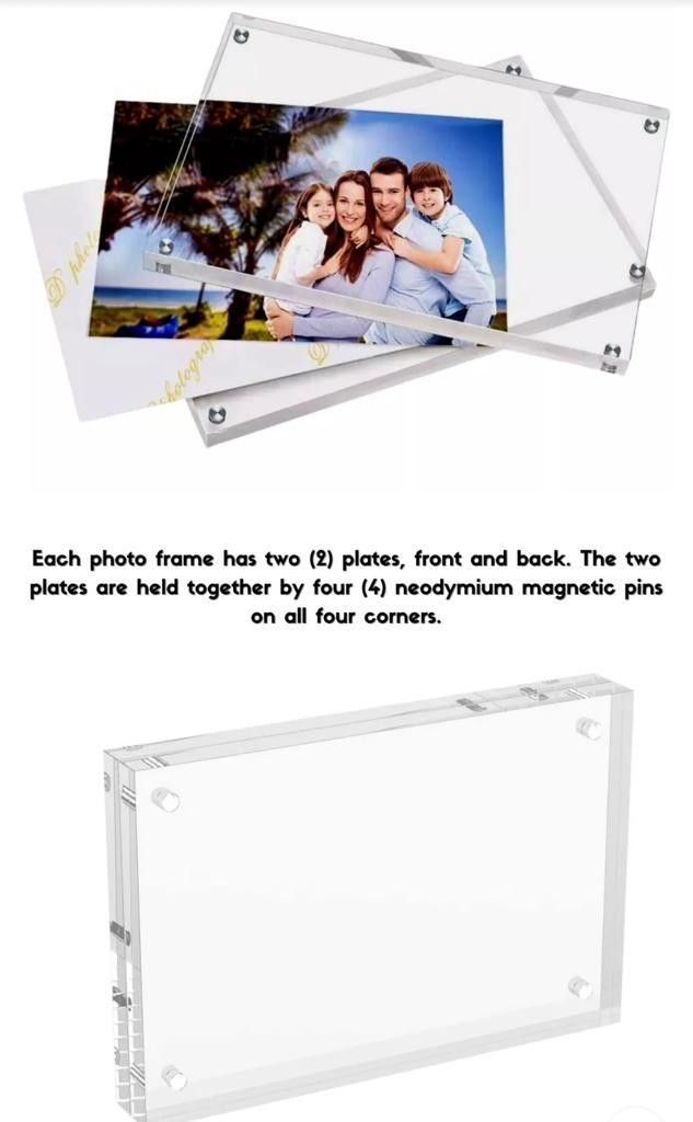 Acrylic Clear Thickened 10mm + 10mm Magnetic Free Standing Photo Frame ...