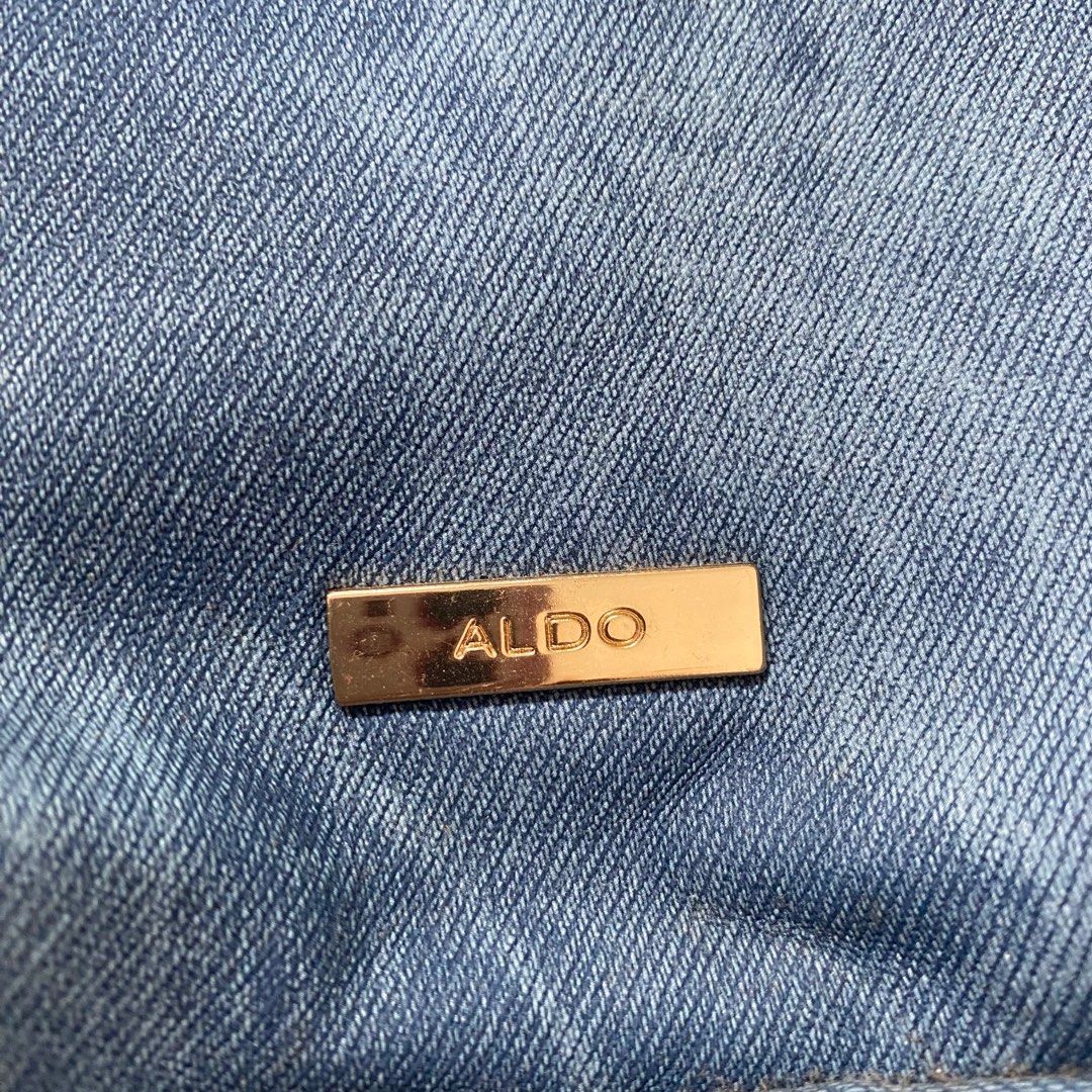 ALDO Denim Backpack with Gold Pins and Chain Straps on Carousell
