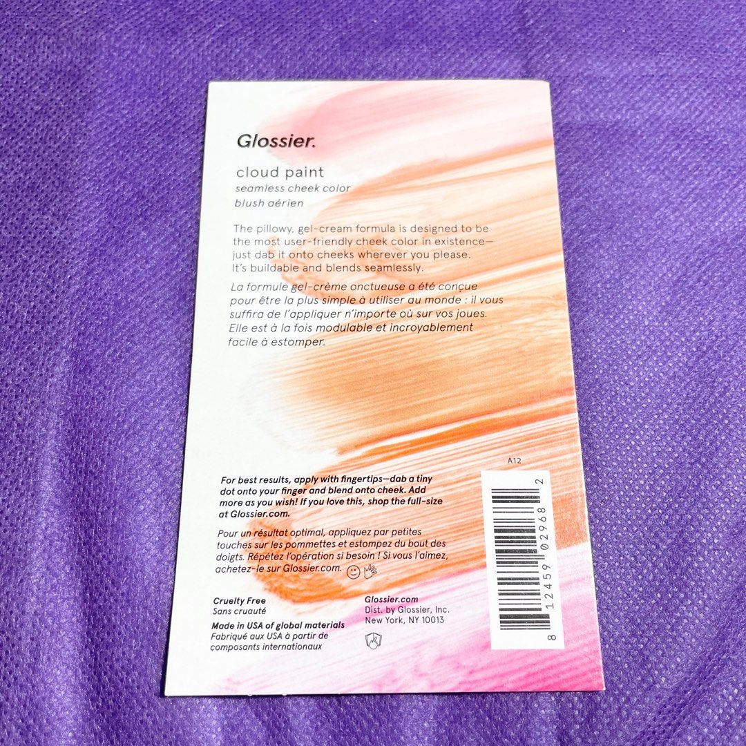 AUTHENTIC Glossier cloud paint seamless cheek blush color card on Carousell