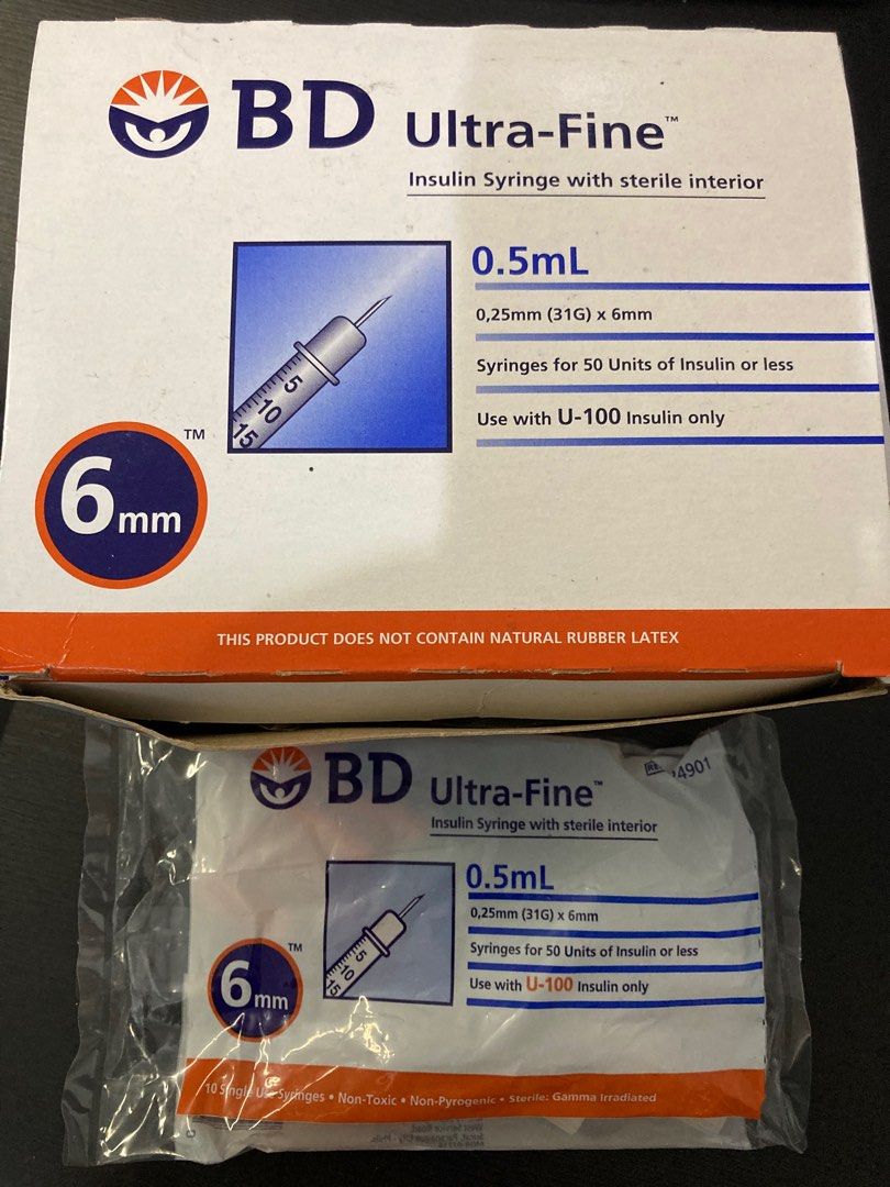 BD Ultra-fine Insulin syringe 31G x 6mm 0.5mL (324901) 10syringes/pax ...
