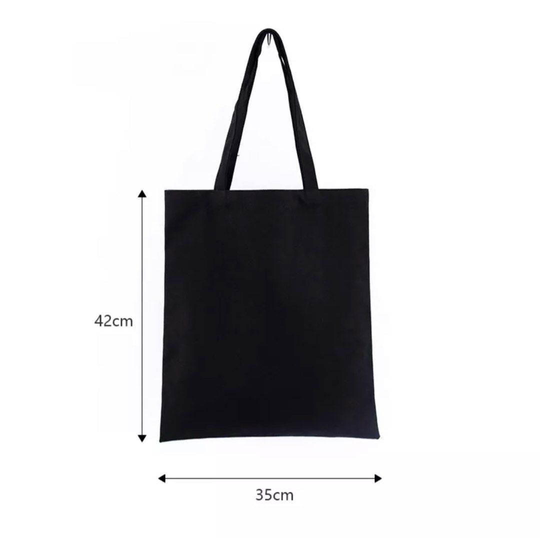 black cotton tote bag, Women's Fashion, Bags & Wallets, Tote Bags on ...