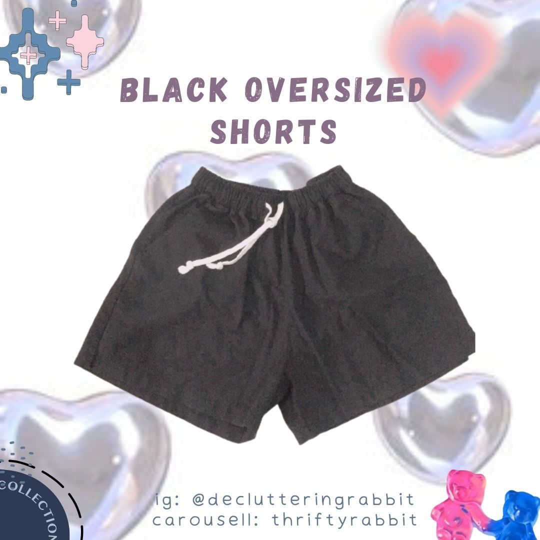 Black oversized shorts (kfashion, streetstyle, casual), Women's Fashion ...