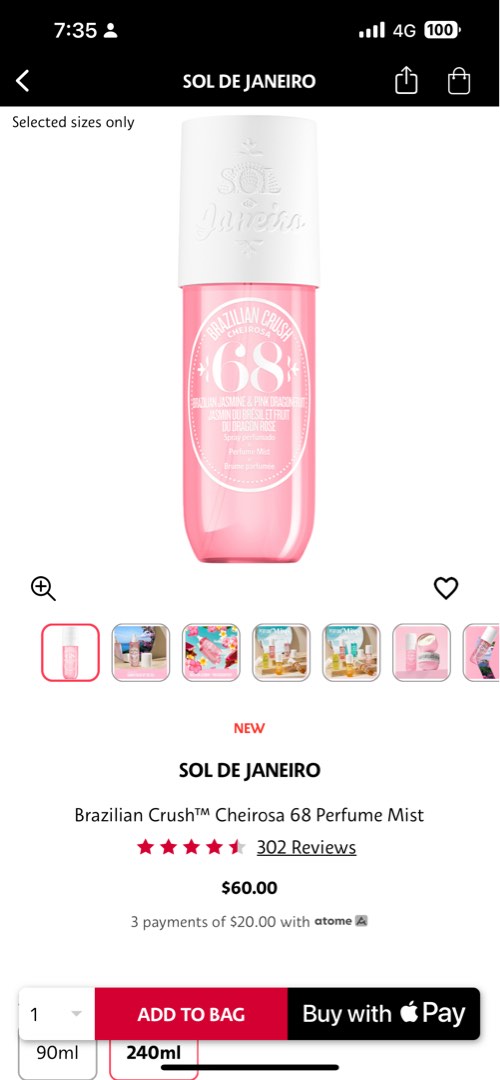 Brazilian Crush Cheirosa 68 Perfume Mist 240ml, Beauty & Personal Care ...