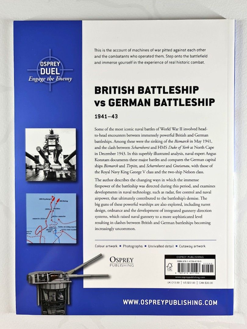 British Battleship vs German Battleship 1941-1943 by Angus Konstam, 80 ...