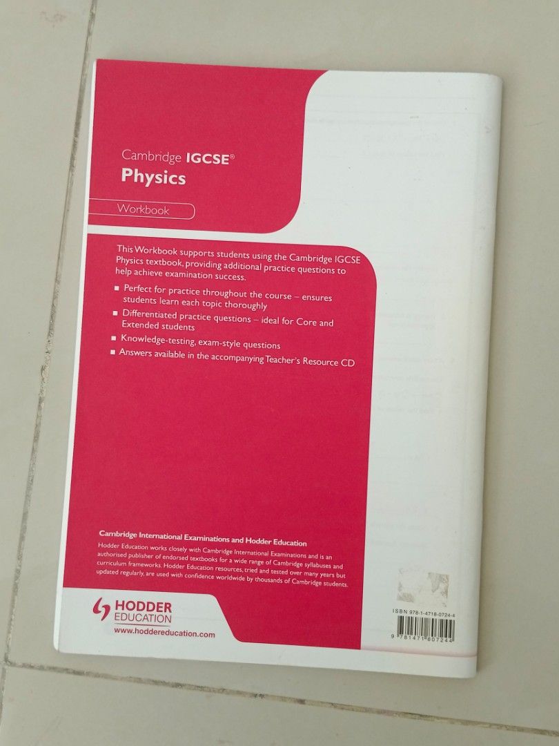 Cambridge IGCSE Physics Workbook Hodder Education, Hobbies & Toys ...