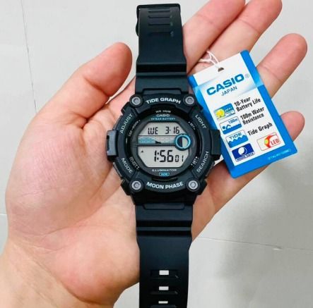 Casio WS-1300 Tide Graph Moon Graph Black Resin Strap Digital Men Watch ...