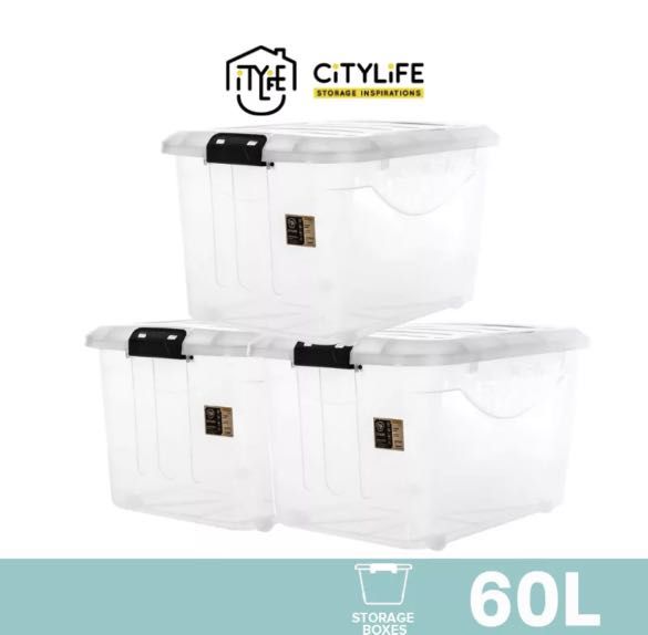 Citylife 60L Multi-Purpose Stackable Storage Container Box With Wheels ...