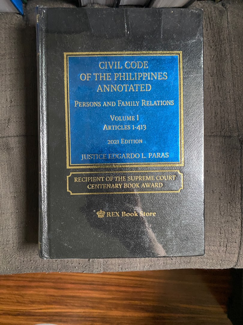 Civil Code of the Philippines Annotated (2021 ed.) vol. 1 by Paras ...