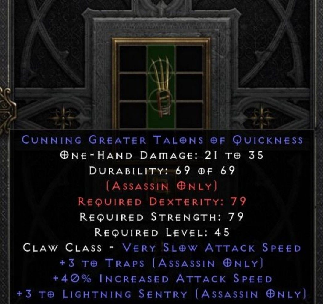 [D2R] 100% PERFECT TRAP SIN Main-hand GT Claw, Video Gaming, Gaming ...