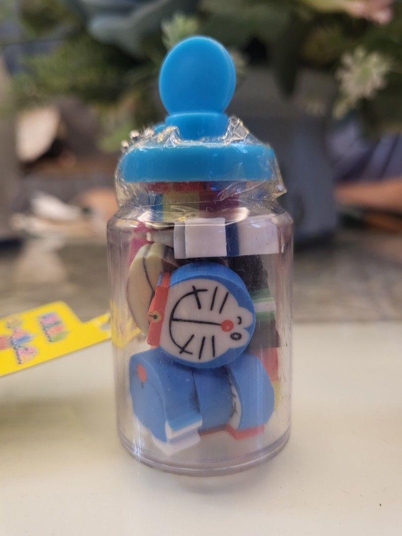 Doraemon Eraser Set Bottle Keychain, Hobbies & Toys, Stationary & Craft ...