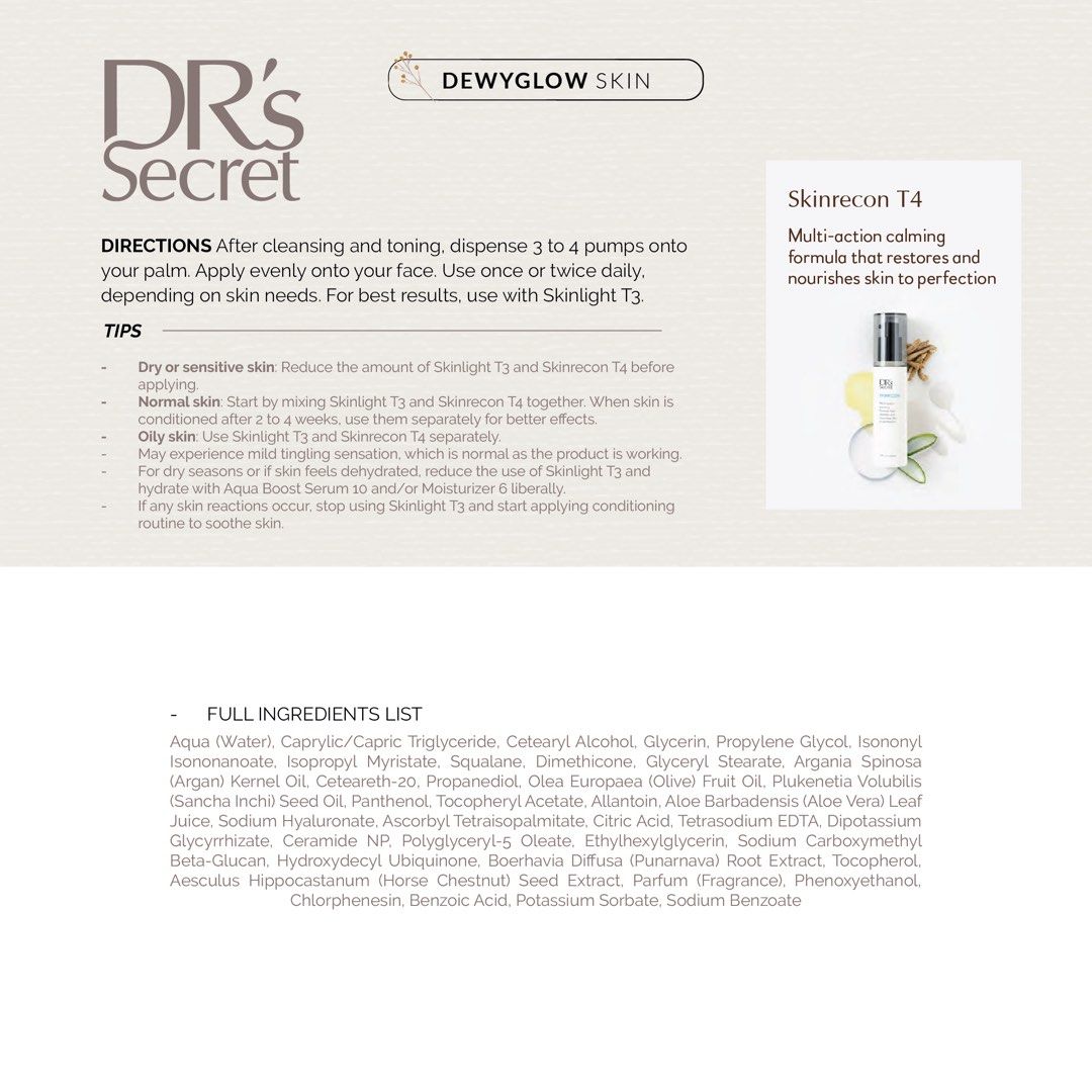 Dr Secret Skinrecon T4, Beauty & Personal Care, Face, Face Care on ...