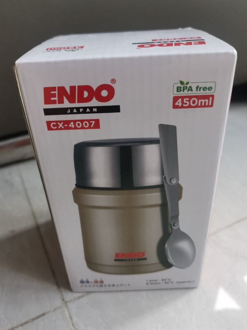 Endo Food Jar. Model: CX-4007. 450ml Capacity. Double Layer Stainless Steel., Furniture & Home ...
