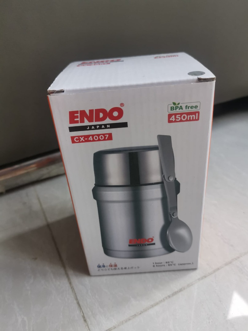 Endo Food Jar. Model: CX-4007. 450ml Capacity. Double Layer Stainless Steel., Furniture & Home ...