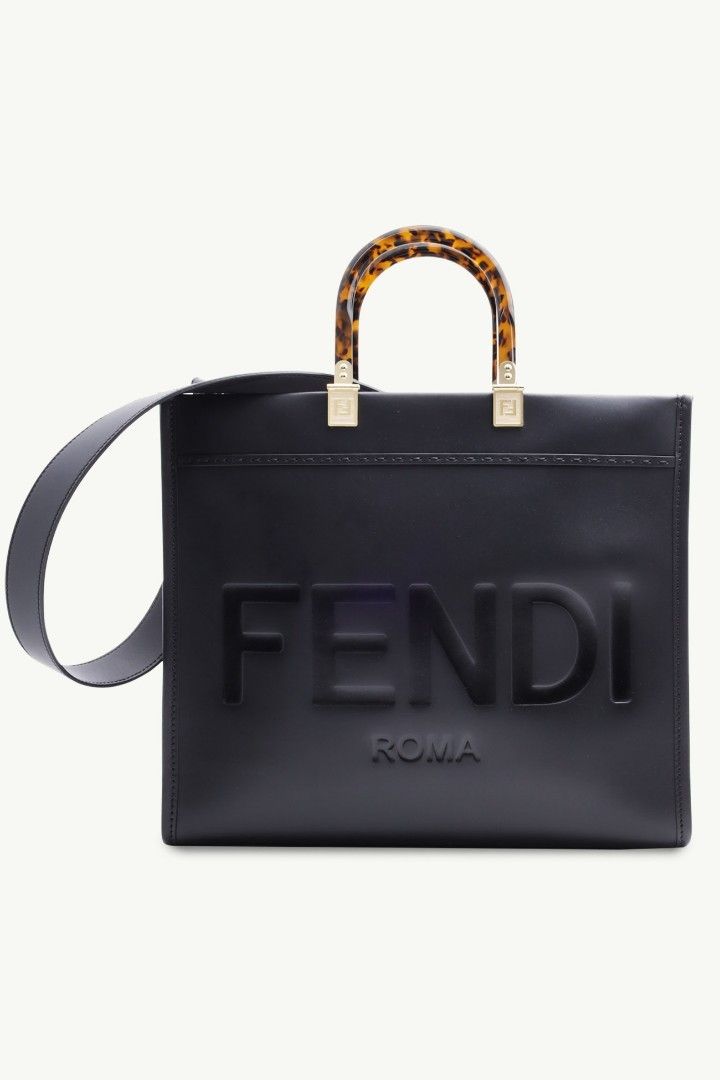 FENDI Small Sunshine FENDI ROMA Shopper Bag in Black Calfskin with ...