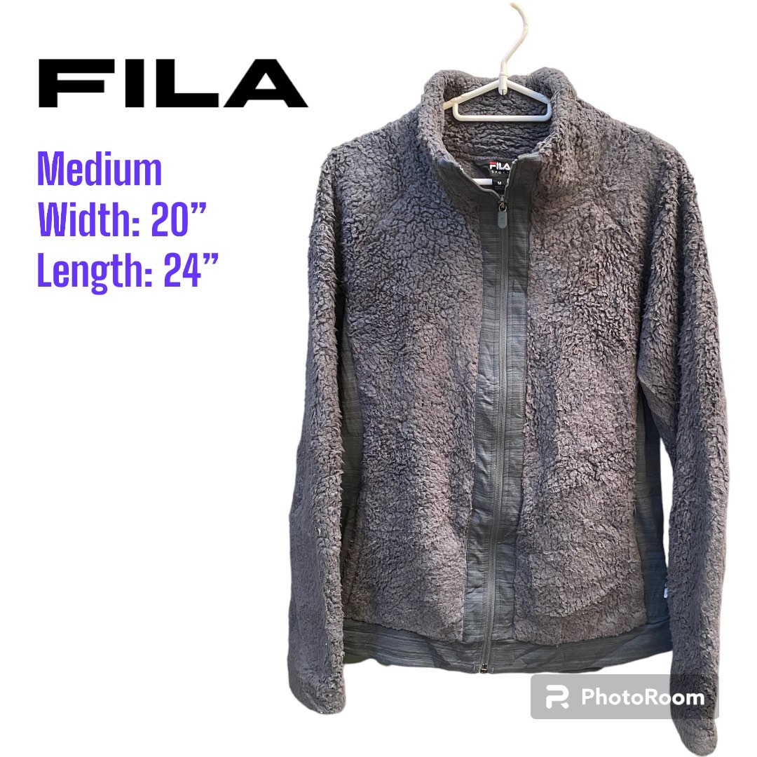 FILA faux fur jacket full zip - Unisex on Carousell