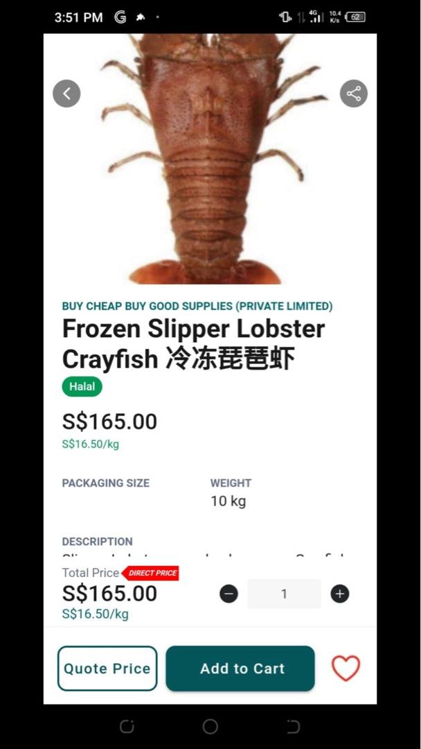 Frozen Slipper Lobster Crayfish, Food & Drinks, Fresh Produce on Carousell