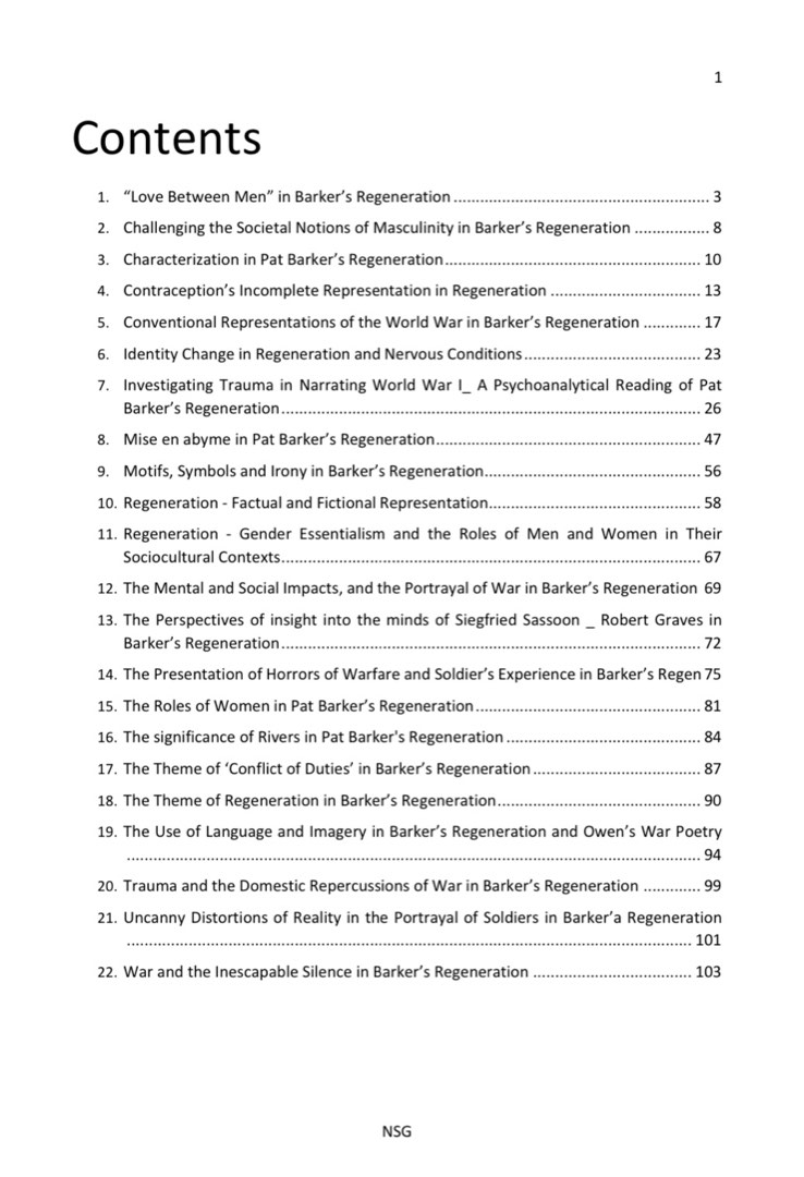 REGENERATION NOTES AND ESSAYS|GCE A LEVEL LIT NOTES H2 LITERATURE IN ...