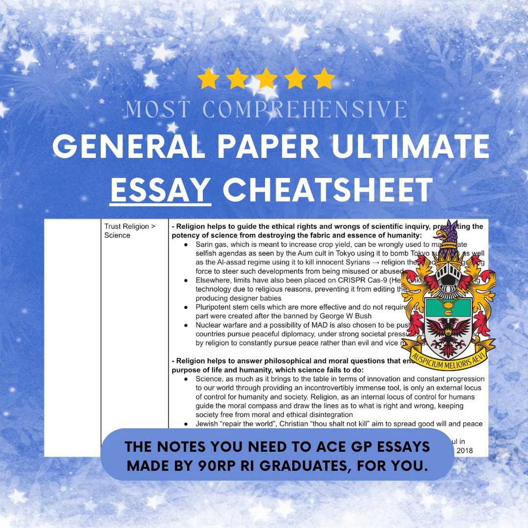 General Paper (GP) Essay Paper 1 Ultimate Notes for A BY 90 RANK ...