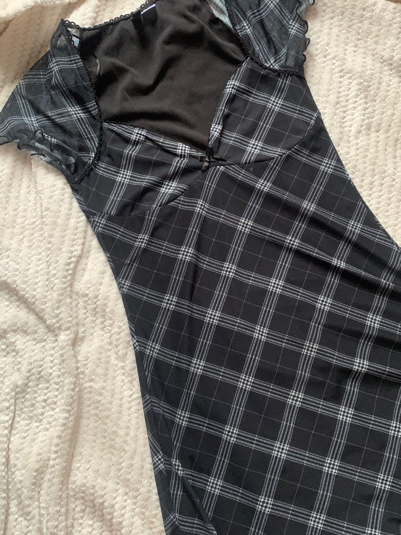 H&M mini mesh plaid dress | pinterest dainty preppy dark coquette old ...