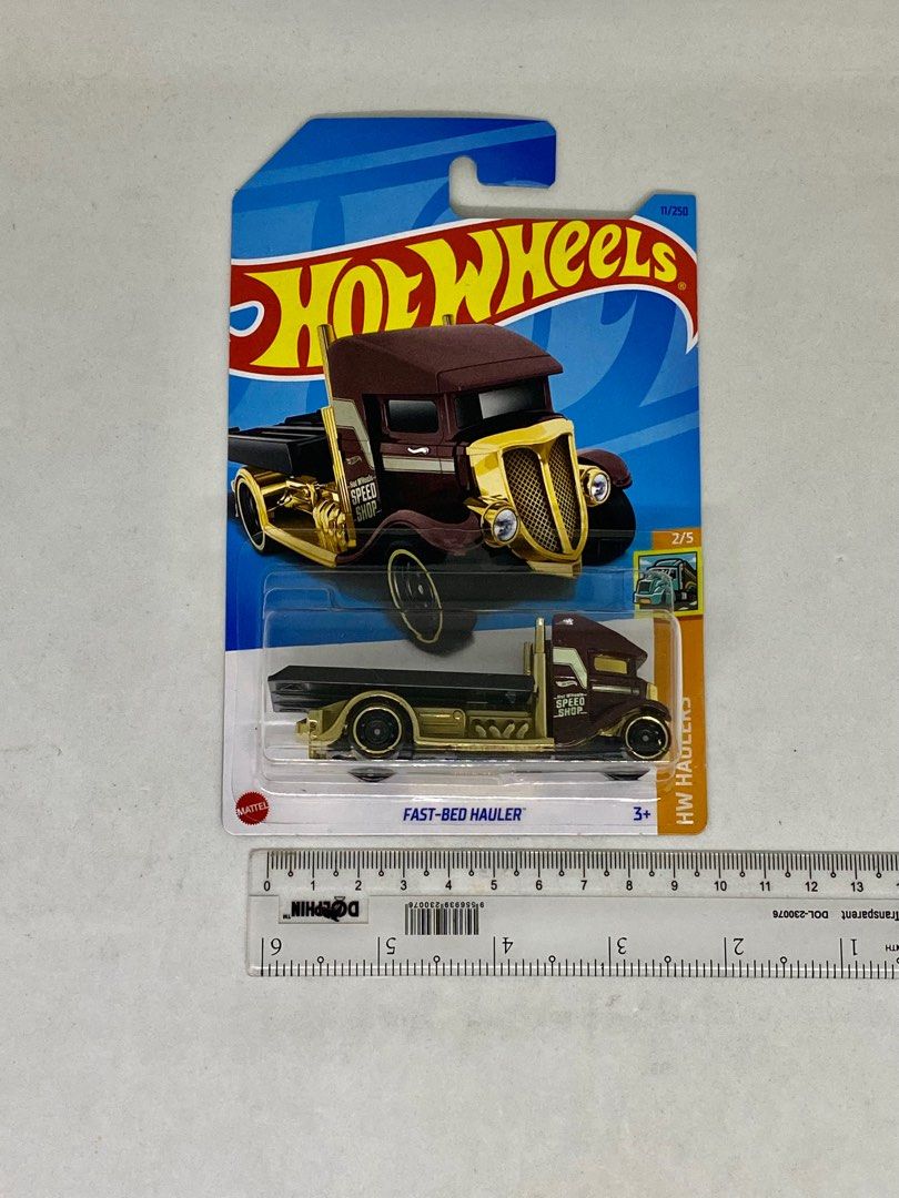 Hot Wheels FAST BED HAULER Dark Maroon Red Gold Transporter Pickup ...