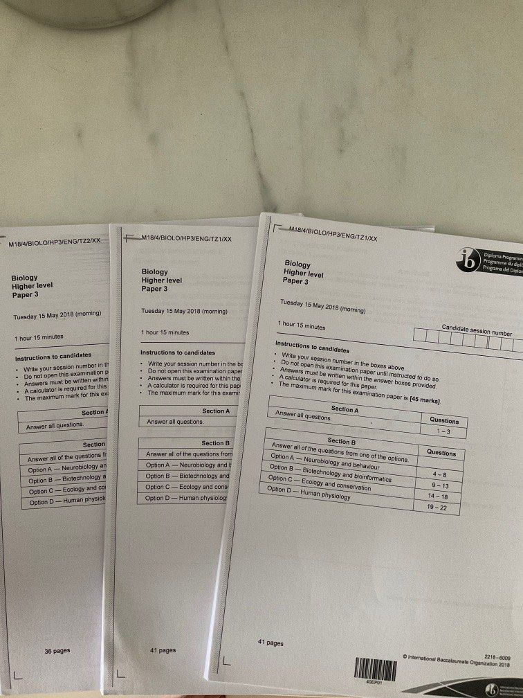 IB BIO HL (Paper 3 -Option D) Past paper, Hobbies & Toys, Books ...