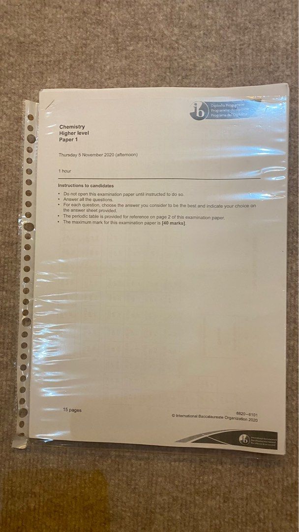 IB HL Chemistry past paper 1 and 2 stack, Hobbies & Toys, Books ...