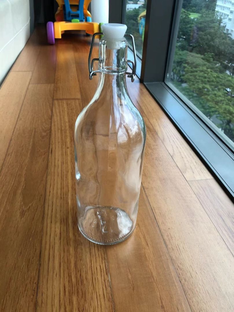 IKEA KORKEN Bottle with stopper, clear glass, 1 Litter, Furniture ...
