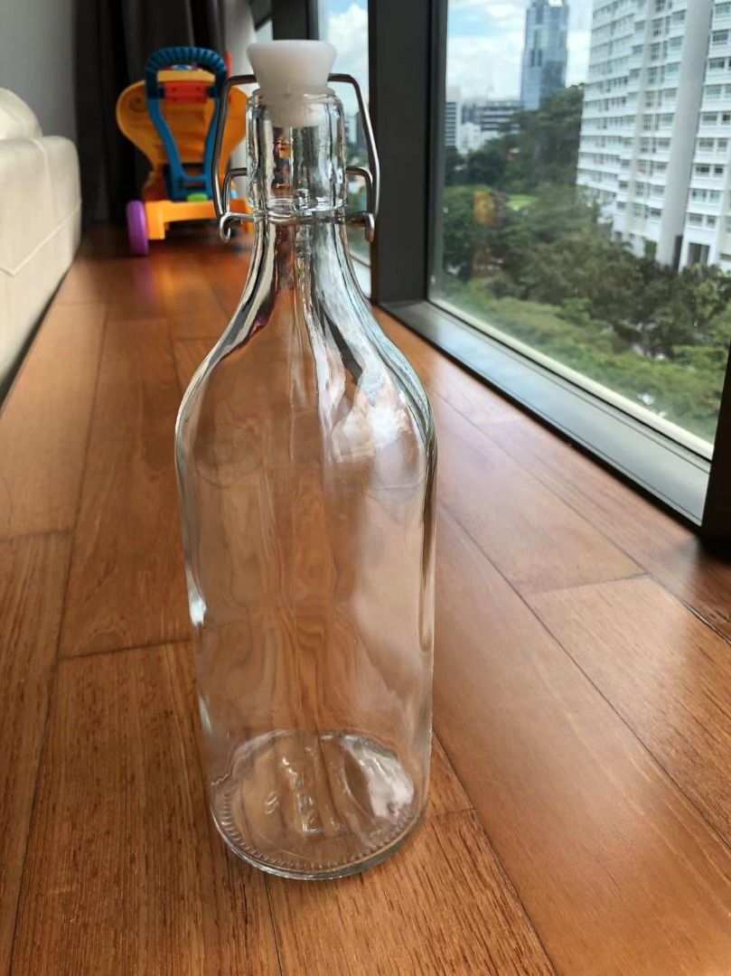 IKEA KORKEN Bottle with stopper, clear glass, 1 Litter, Furniture ...