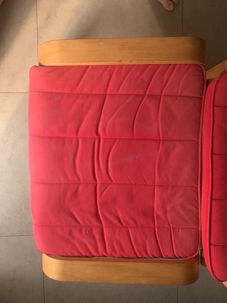 IKEA Poang Armchair with footstool, Furniture & Home Living, Furniture ...