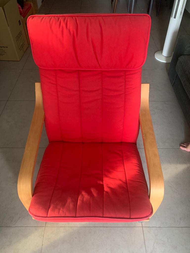 IKEA Poang Armchair with footstool, Furniture & Home Living, Furniture ...